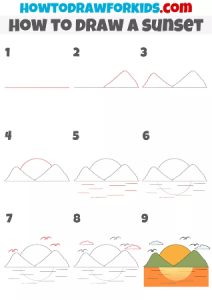 22 Magnificent and Lovely Sunset Drawings - Cool Kids Crafts